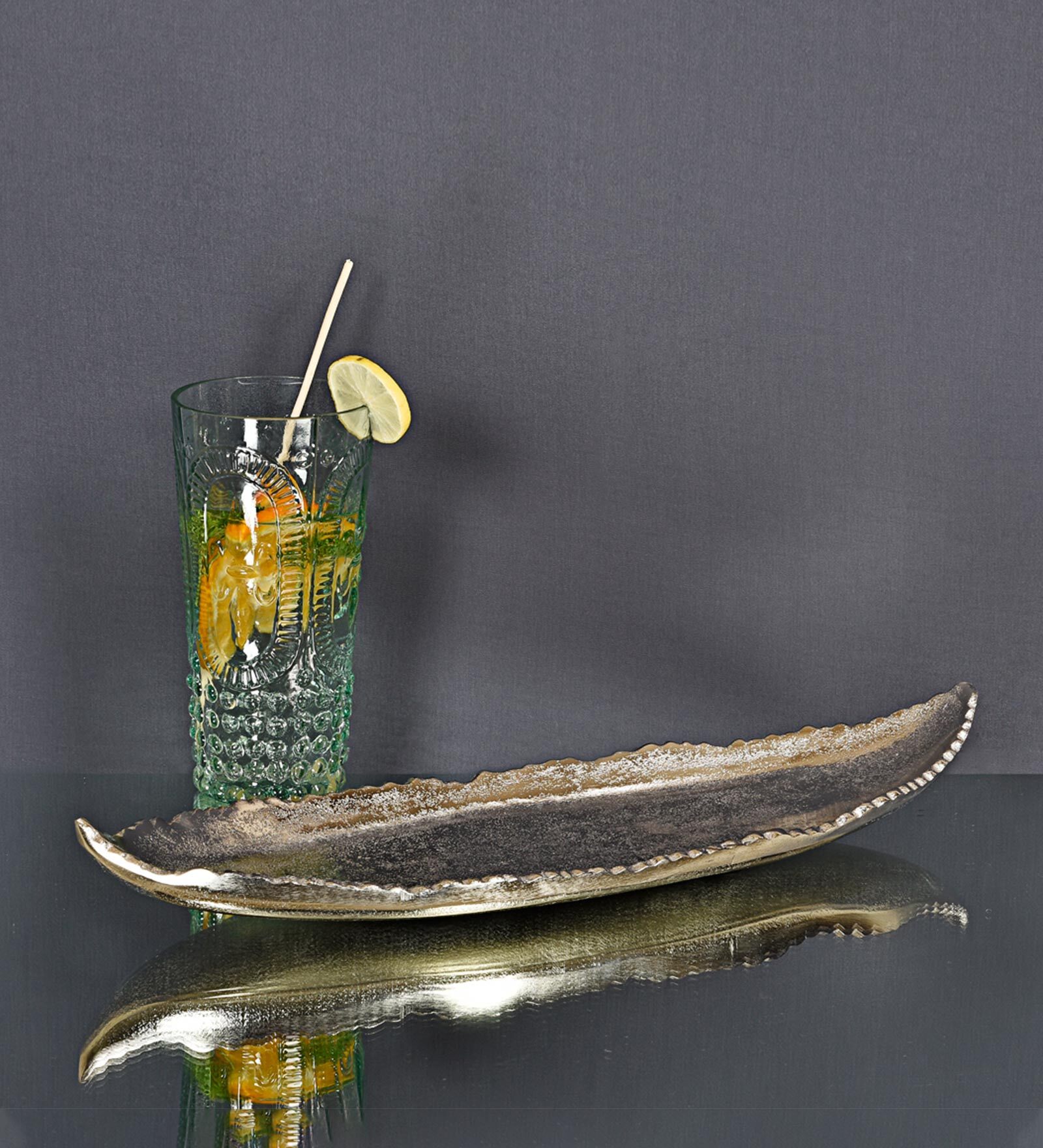 Buy Falcate Long Gold 17 Inch Metal Appetizer Platter at 40% OFF by The ...