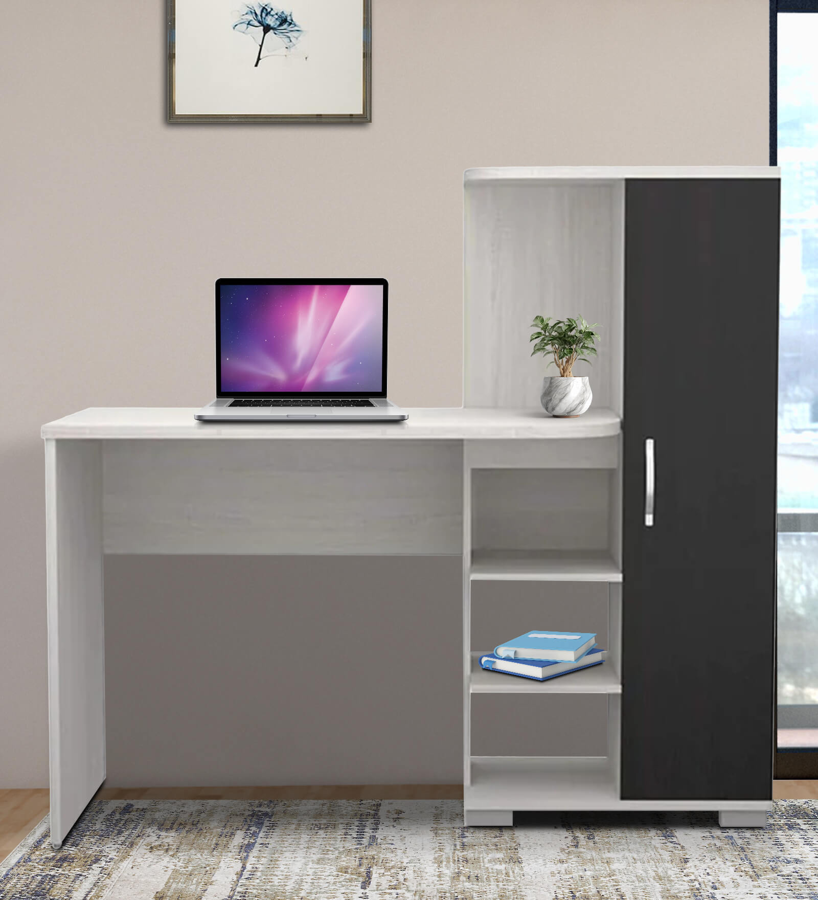 Buy Falcon Hutch Table In Grey Colour by Lakdi | Pepperfry