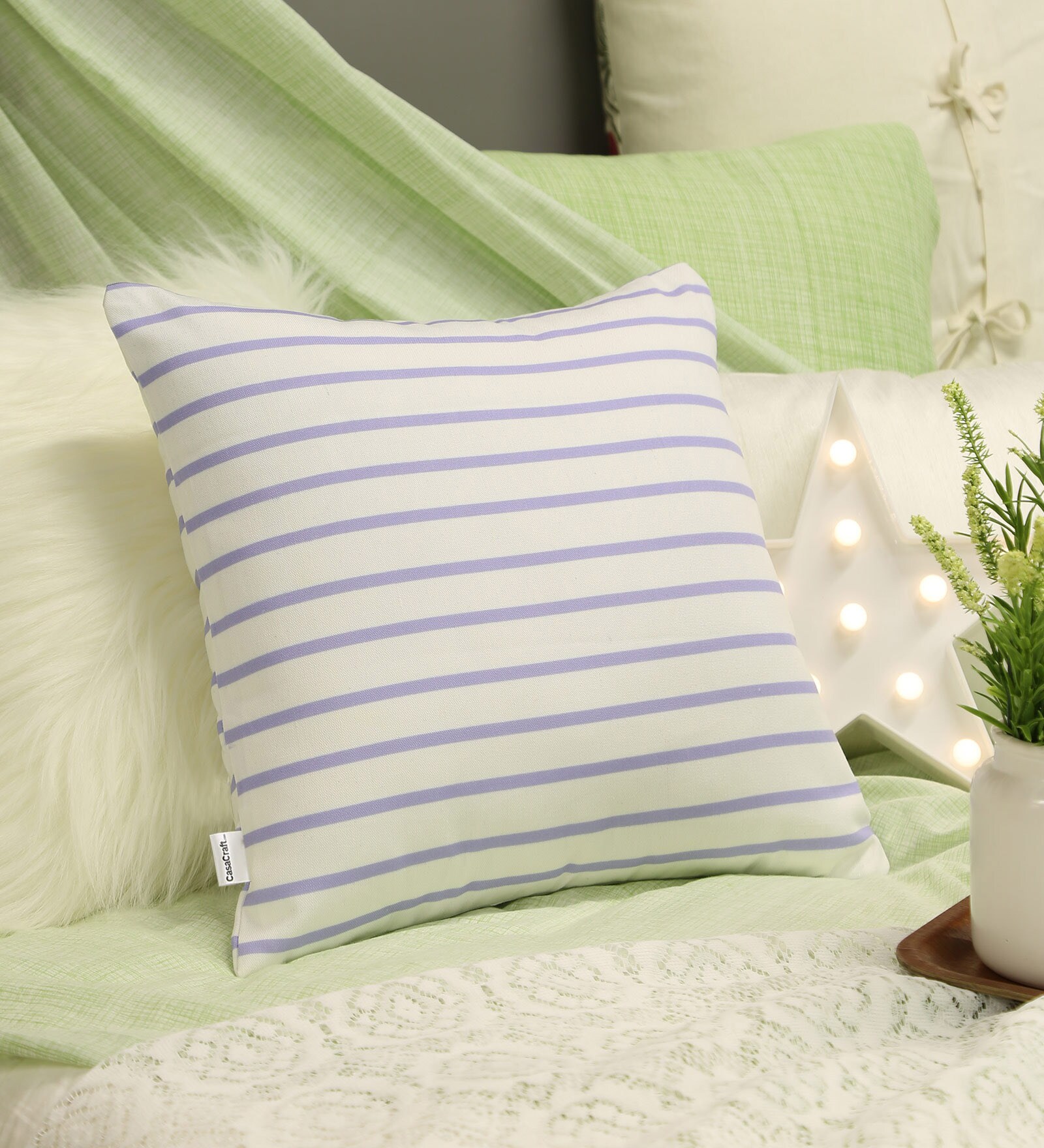 Buy Geometric Pattern Cotton White Cushion Cover 16 x 16 inches ...
