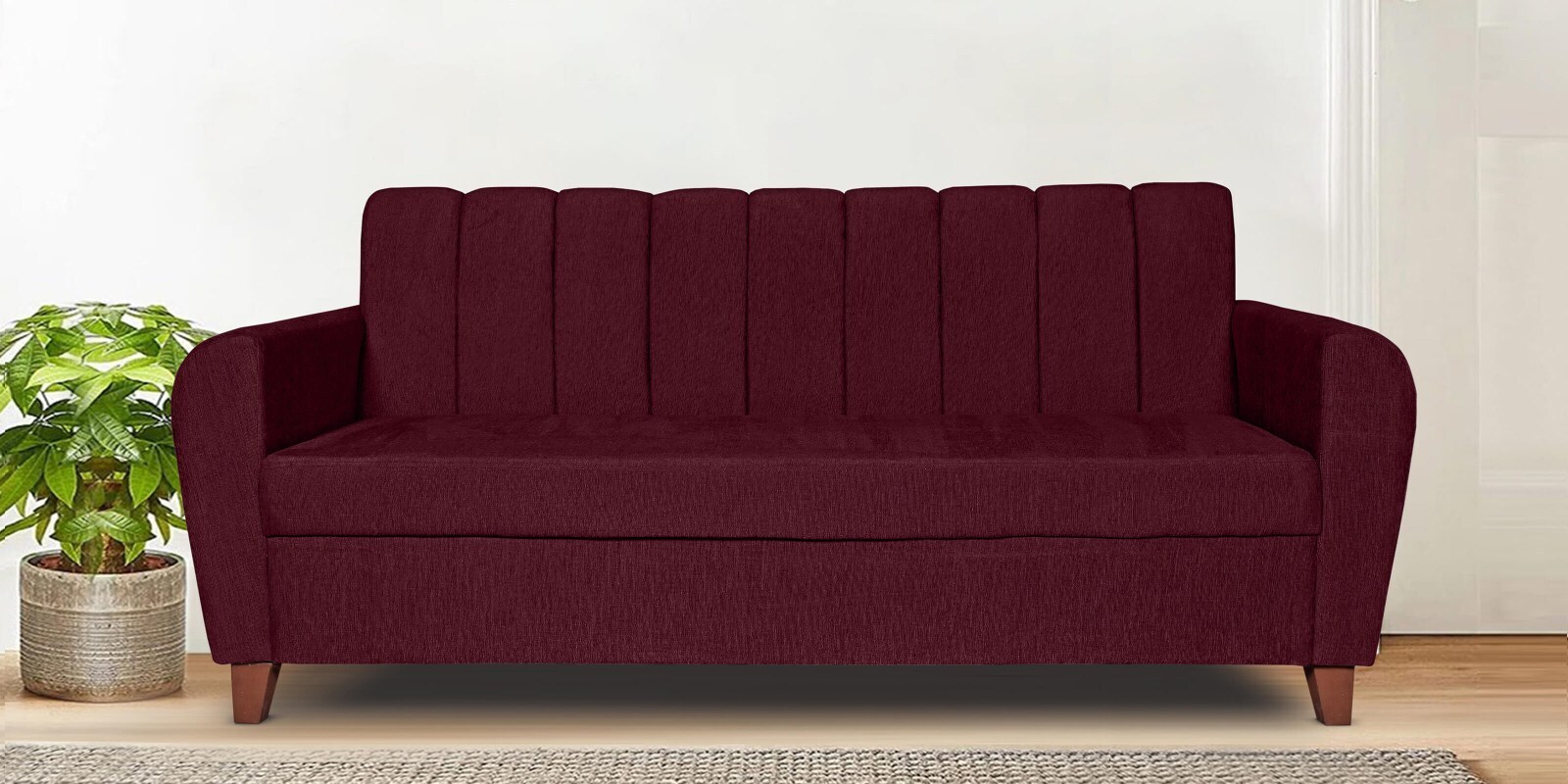 Buy Fano Fabric 3 Seater Sofa In Crimson Maroon Colour at 60% OFF by ...