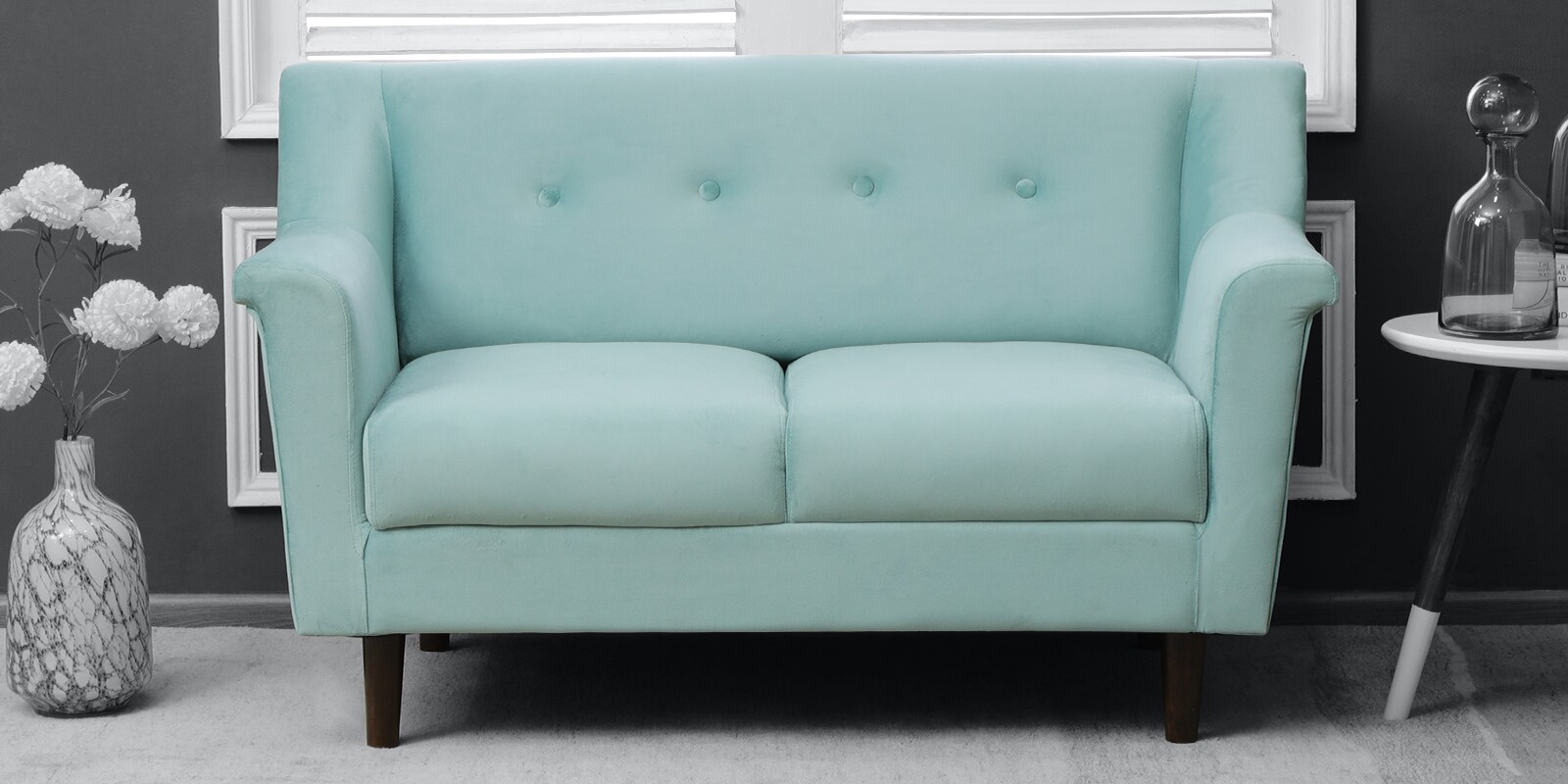 Buy Behar Fabric 2 Seater Sofa In Mint Green Colour at 5% OFF by ...