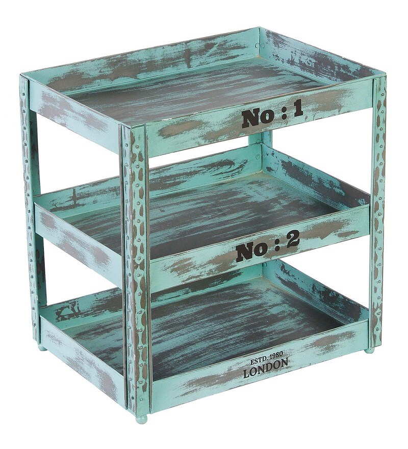 Buy Iron 3 Tier Distress Finish Storage Racks By Fabuliv Online - Desk ...