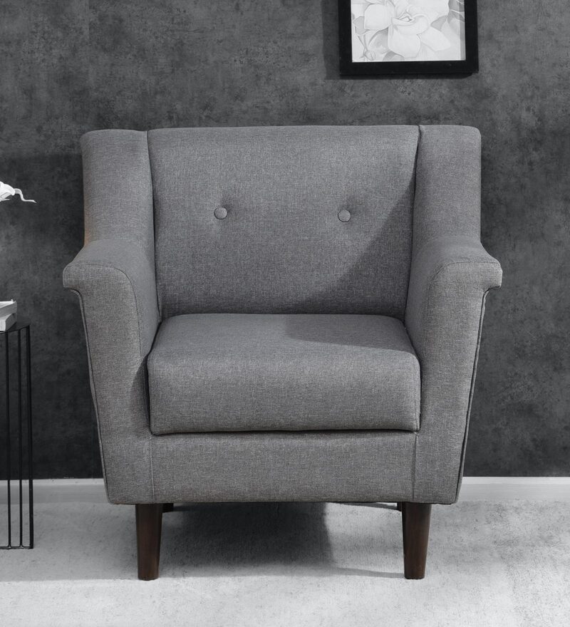 Buy Behar Fabric 1 Seater Sofa In Slate Grey Colour By Casacraft Online ...