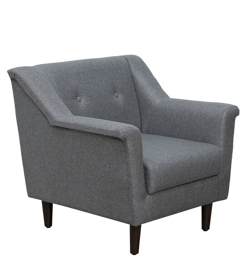 Buy Behar Fabric 1 Seater Sofa In Slate Grey Colour By Casacraft Online ...