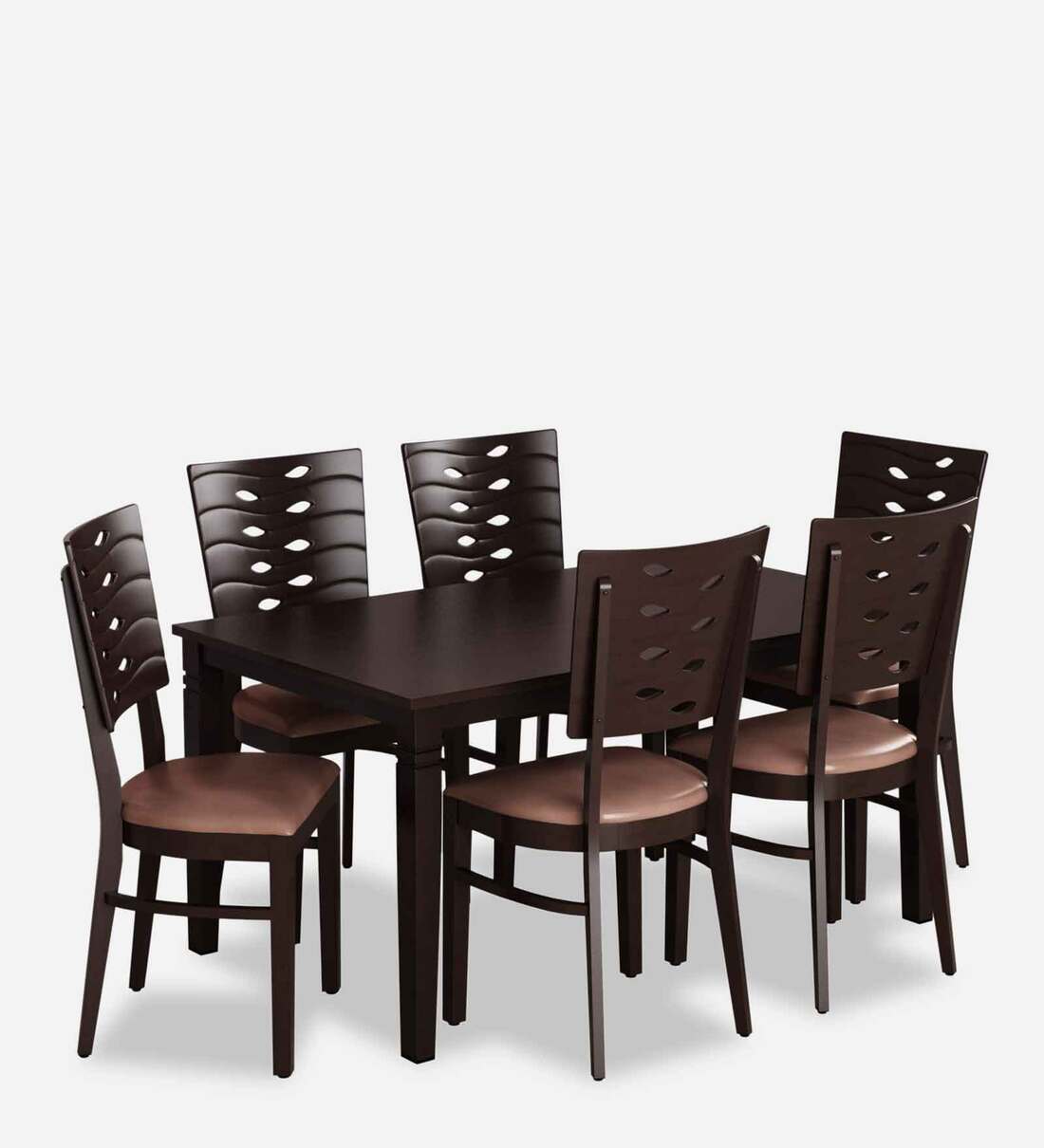 Buy Fern Solid Wood 6 Seater Dining Set in Erin Brown Finish by @home Online - Contemporary 6 ...