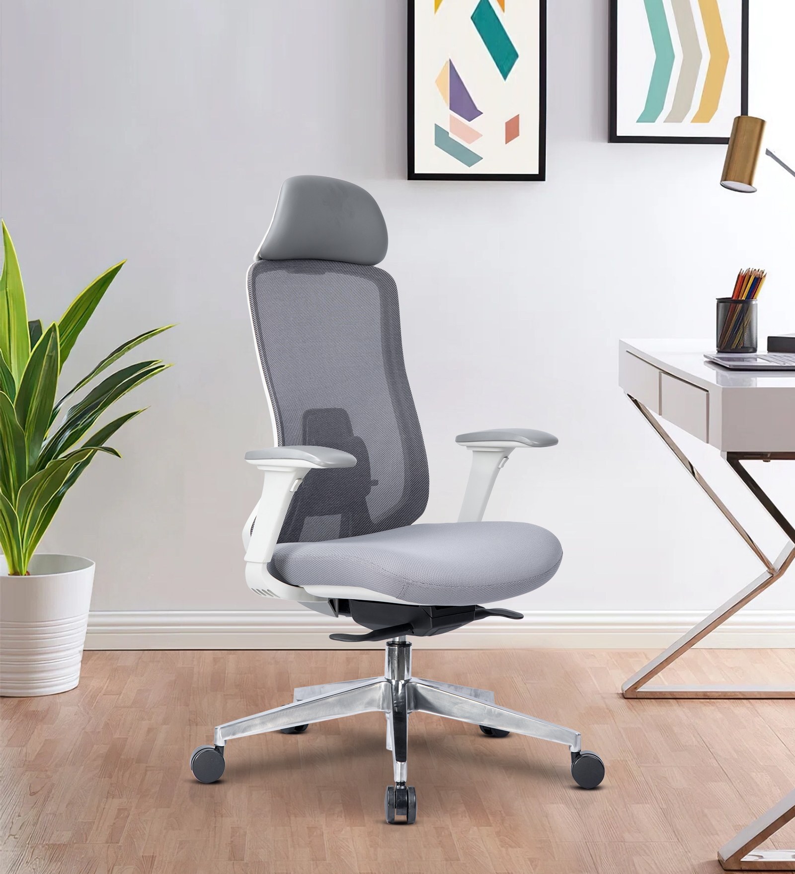 Buy Fedo Breathable Mesh Ergonomic Chair In Grey Colour at 43% OFF by ...