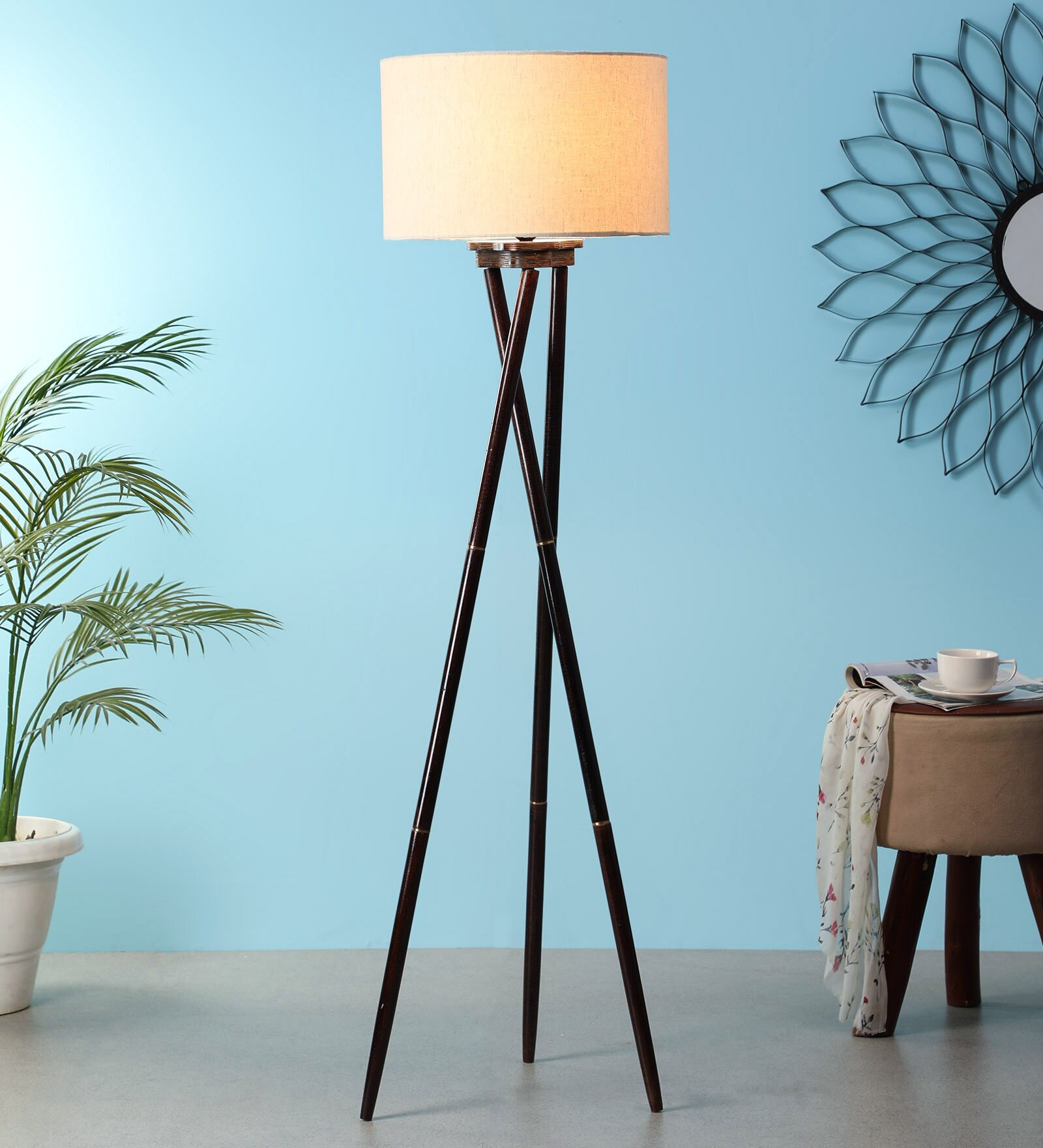 Buy Felipe Grey Metal Shade Floor Lamp with Brown Base - CasaCraft By ...