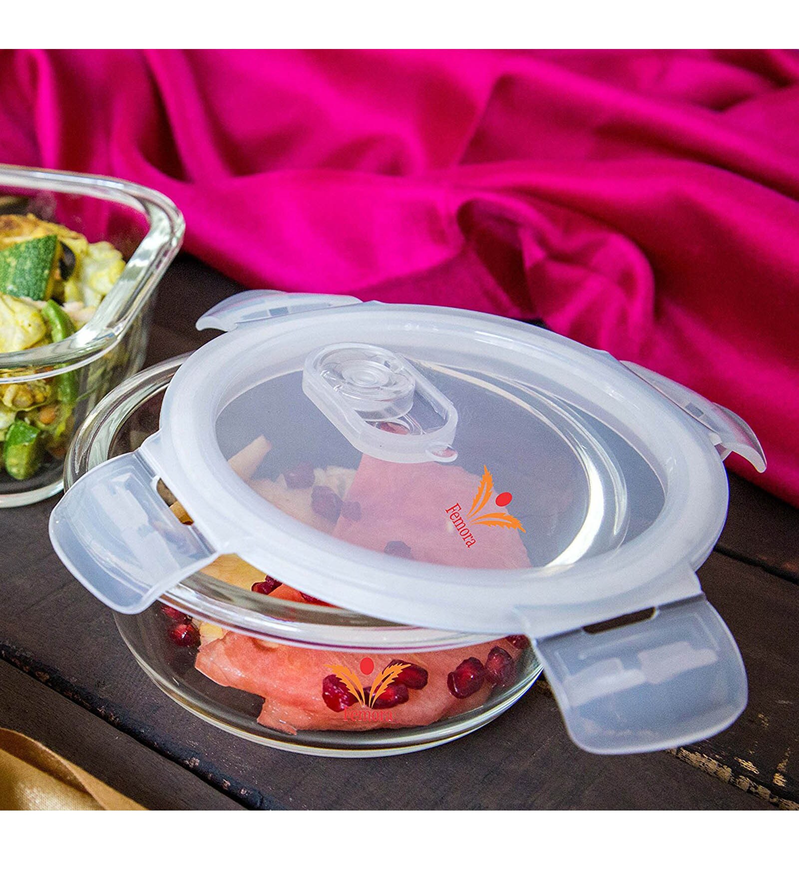 Buy 580 Ml & 940 Ml Glass Borosilicate Container Set of 2 By Femora at ...