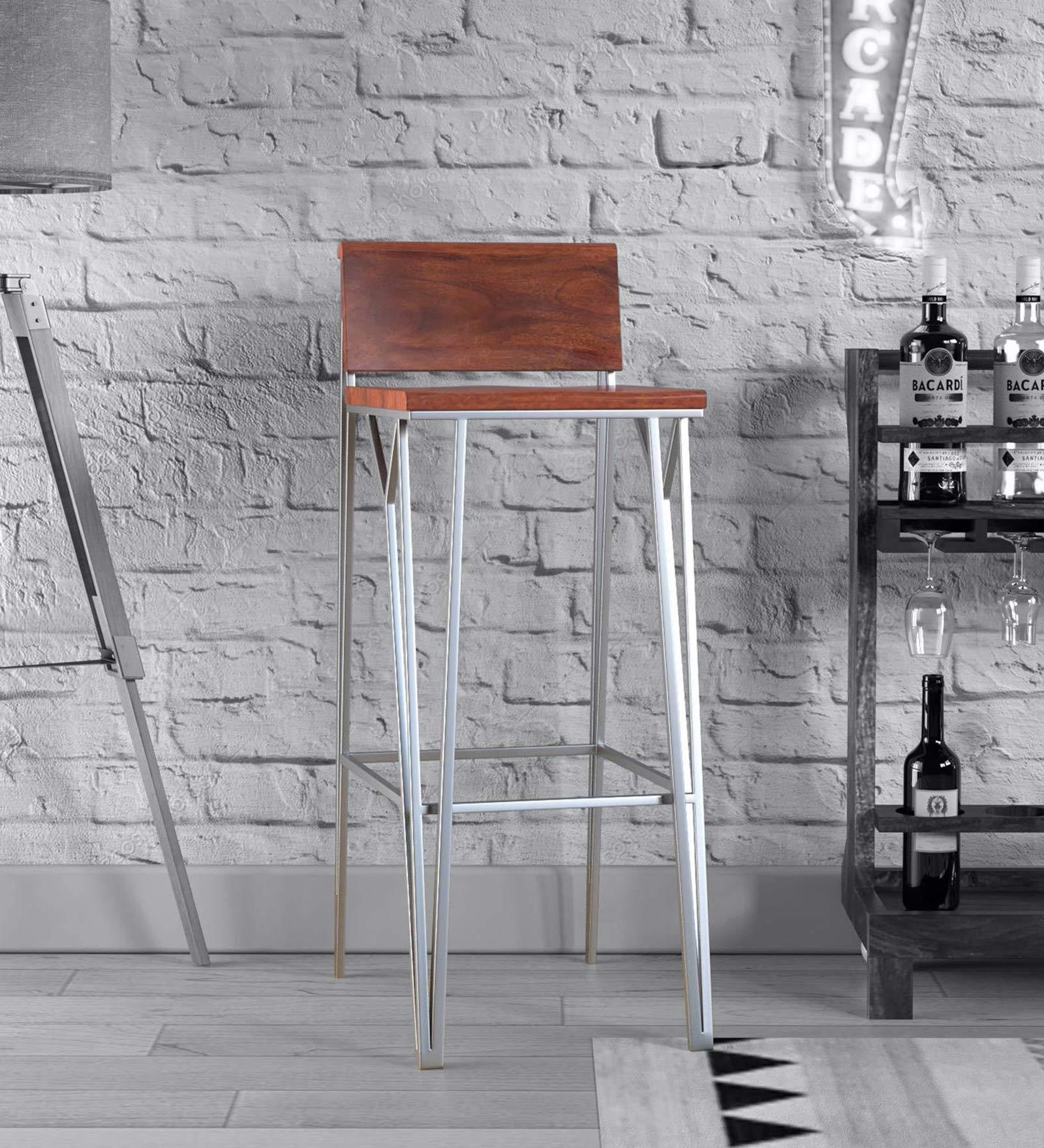 Buy Laax Solid Wood Bar Stool In Premium Acacia Finish at 38% OFF by ...