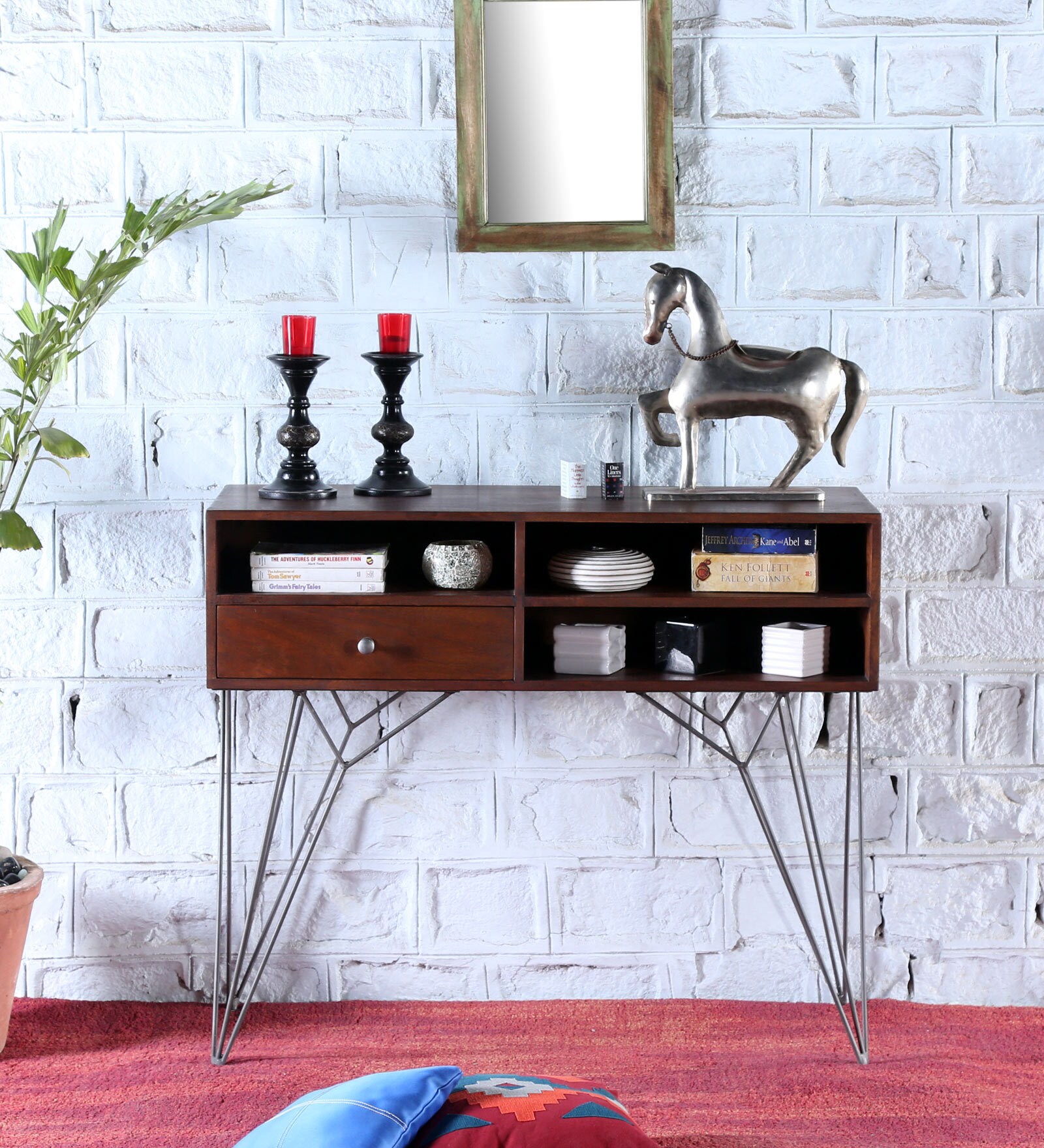 Buy Ferme Solid Wood Console Table in Premium Acacia Finish at 2% OFF ...