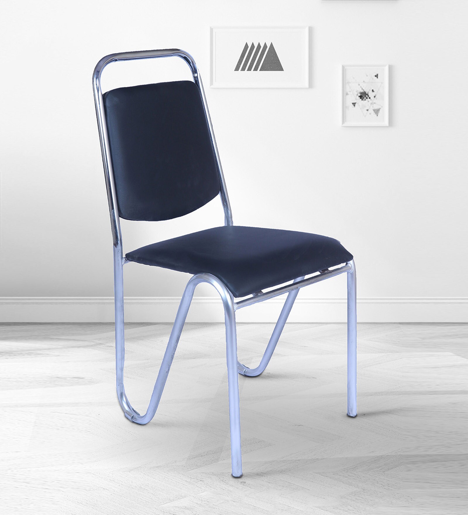 Buy Ferriss Fix Metal Chair In Black Leatherete with Chrome Legs By ...