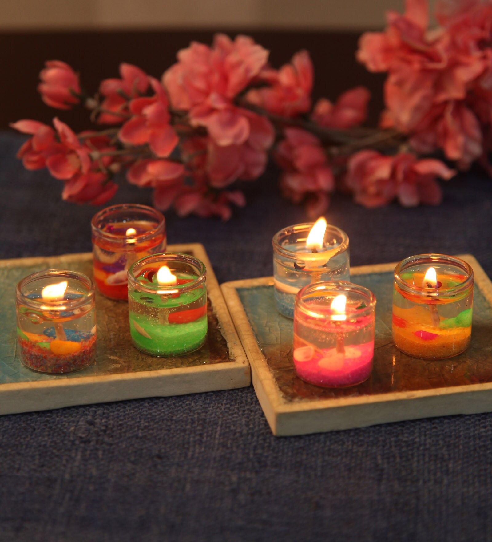 Buy Multicolour Glass Fancy Pot Candle - Set of 6 by Festive Collection ...