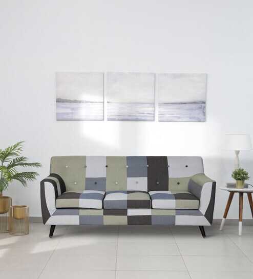 Buy Fernand Fabric 3 Seater Sofa In Red Multicolour Online ...