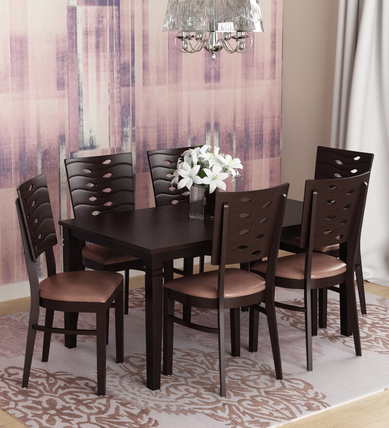 Buy Fern Solid Wood 6 Seater Dining Set in Erin Brown Finish by @home ...