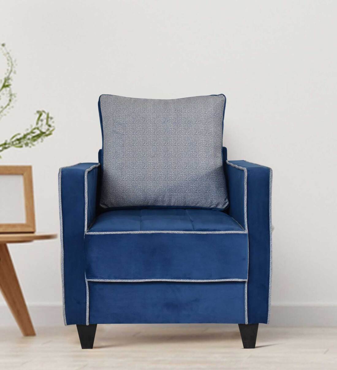 Buy Fiesta Fabric 1 Seater Sofa in Blue Colour Online - Contemporary 1 ...