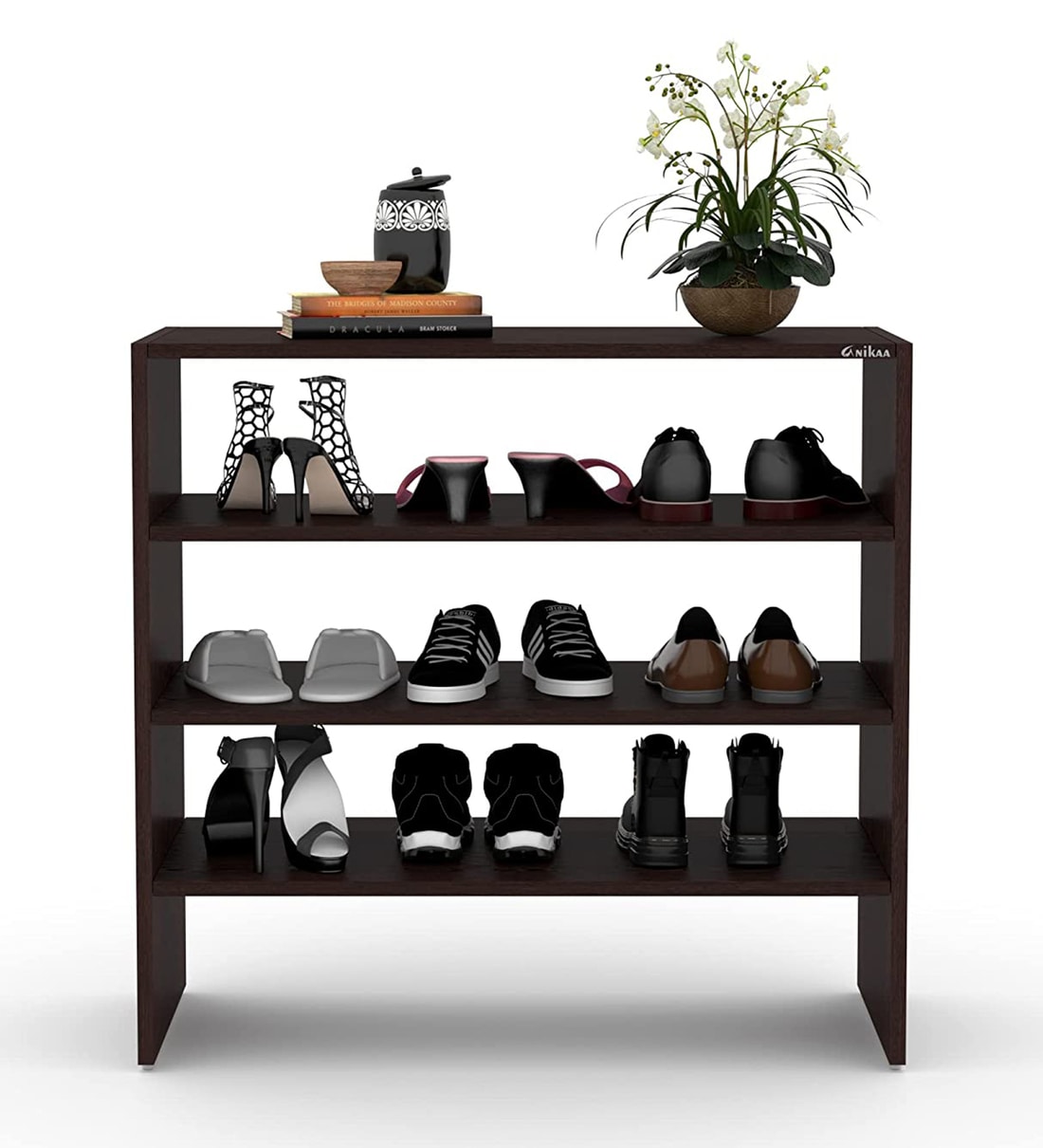 Buy Filaria Open Shoe Rack in Wenge Finish by Anikaa Online - Open Shoe ...