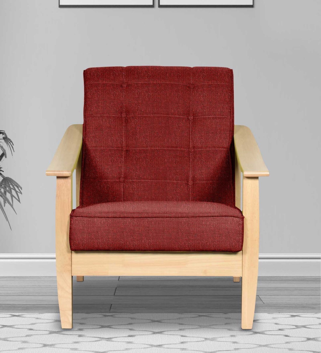 Buy Fiona 1 Seater Sofa in Red Colour at 30% OFF by Furnitech | Pepperfry