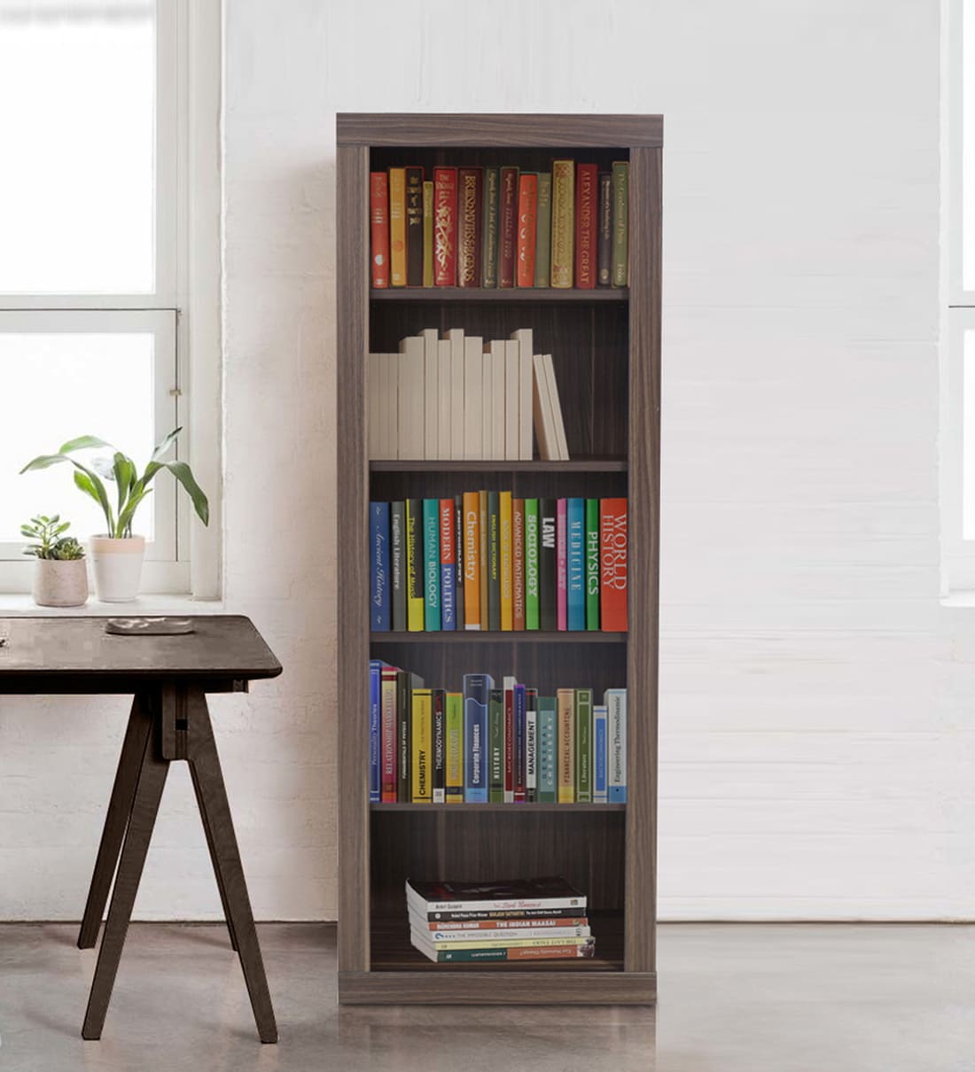 Buy Paloma Book Shelf in Cairo Walnut Finish by Crystal Furnitech ...