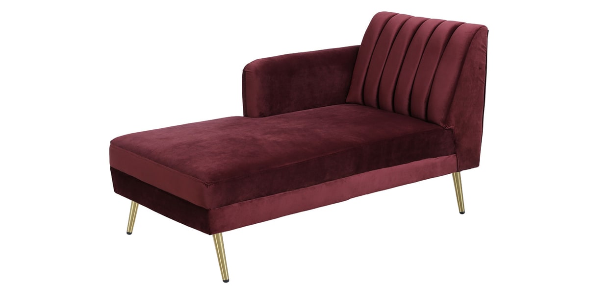 Buy Fidel Velvet Fabric RHS Sectional Sofa In Wine Red Colour By ...
