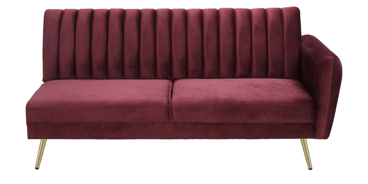Buy Fidel Velvet Fabric RHS Sectional Sofa In Wine Red Colour By ...