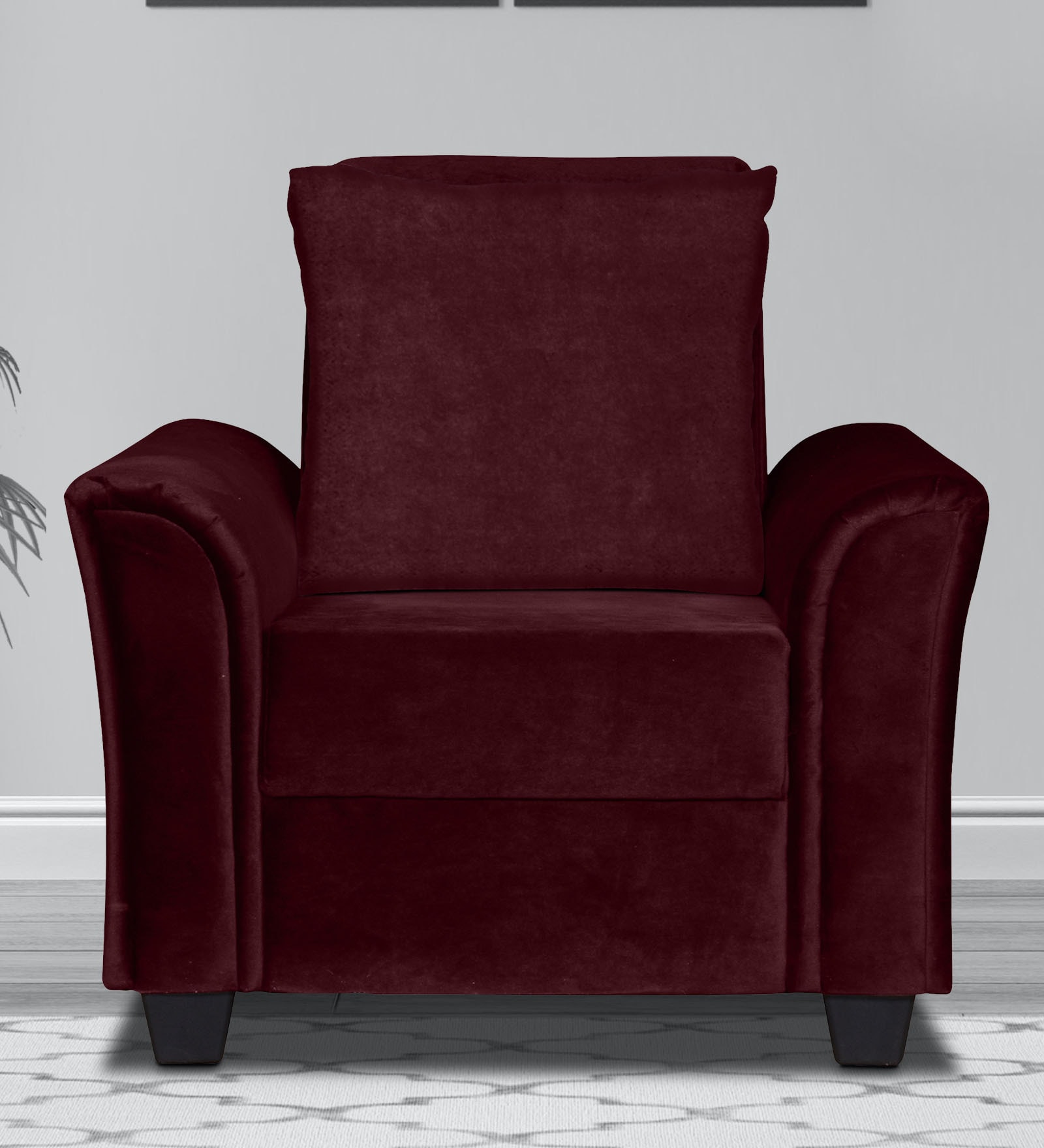 Buy Fiesta Velvet 1 Seater Sofa in Red Colour at 30% OFF by FURNITECH ...