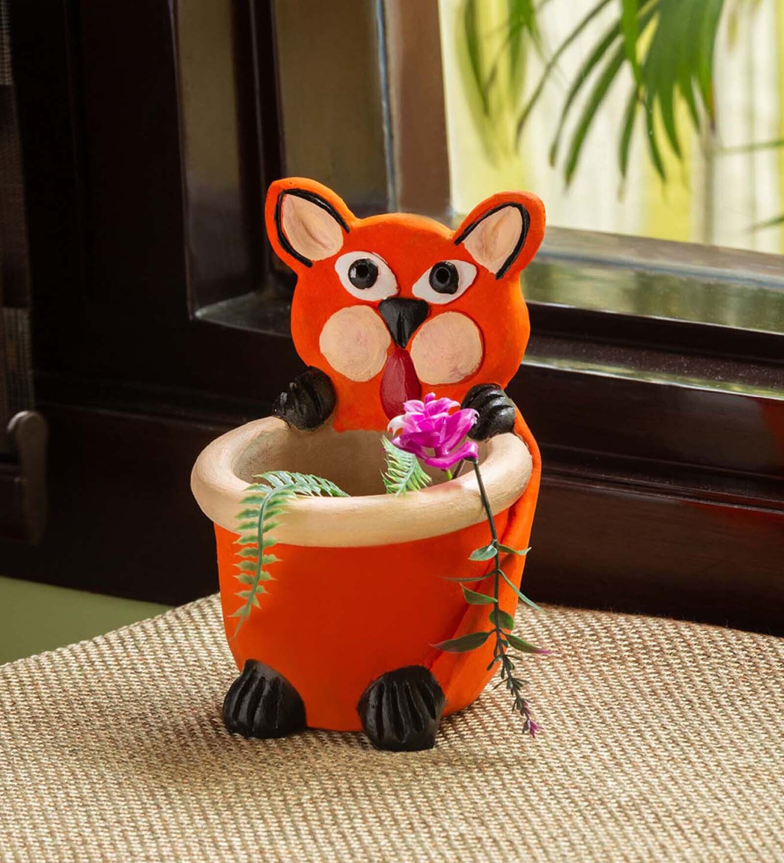 Buy Fiesty Fox Handmade & Hand Painted Planter Pot In Terracotta (4 ...