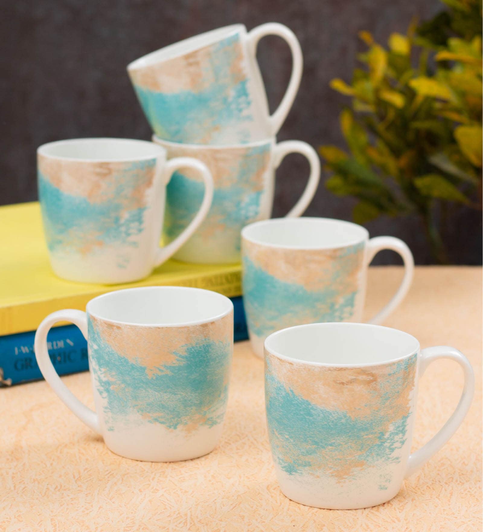 Buy Green Fine Ceramic Alton Lava Tea Cup Set Of 6 - 220 ml each at 6% ...