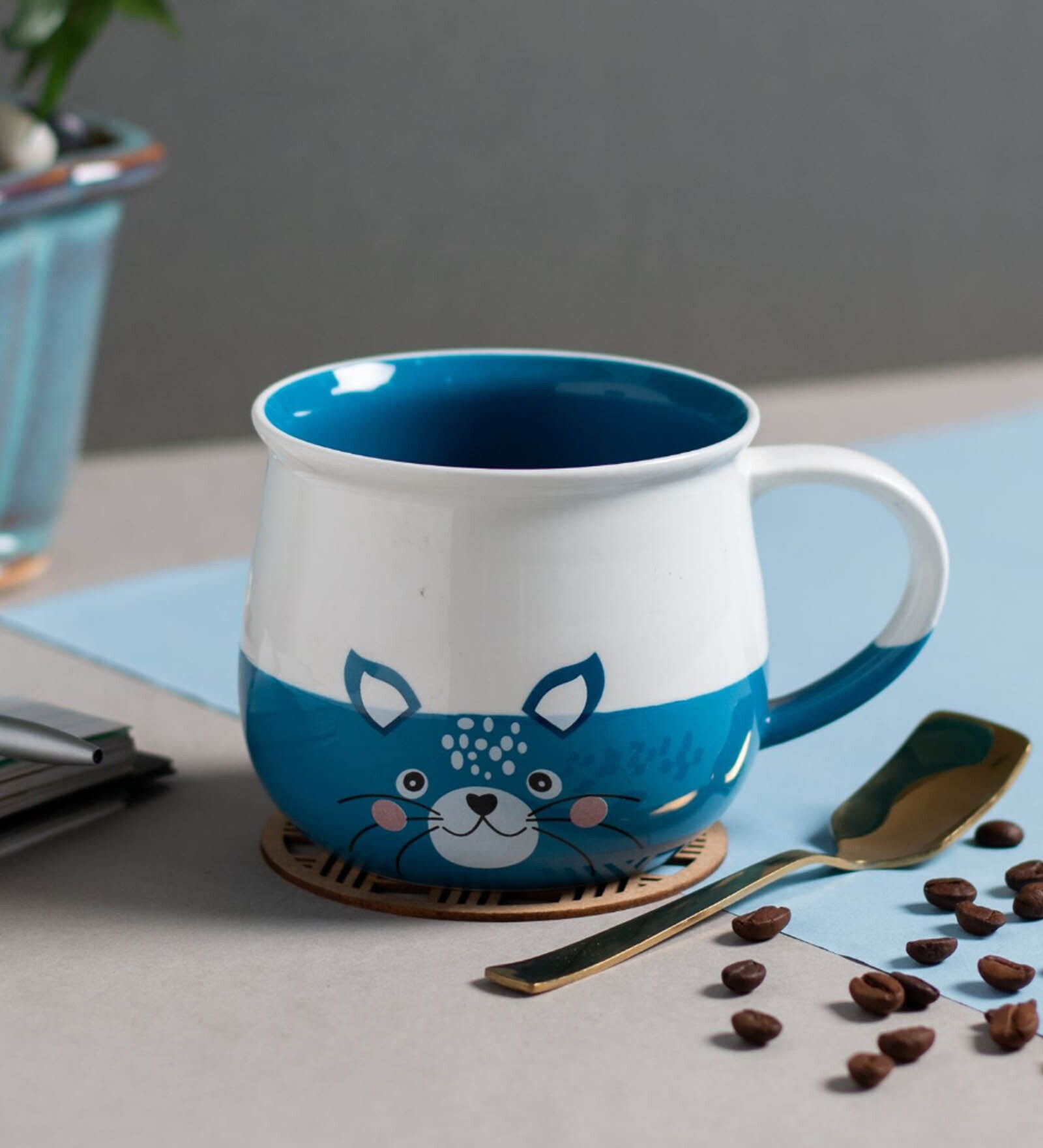 Buy Blue Fine Ceramic Donald Zest Milk Mug 2 Piece -430 ml at 6% OFF by Clay Craft | Pepperfry