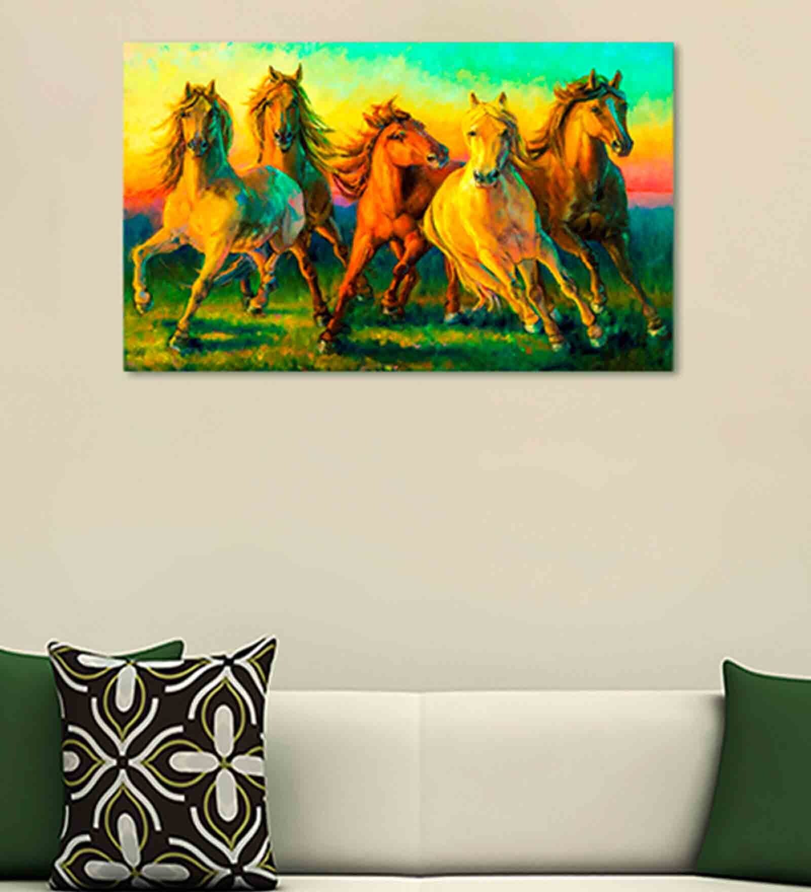 Buy Five Horse Toughened Glass Wall Painting By Flair Glass at 38% OFF ...