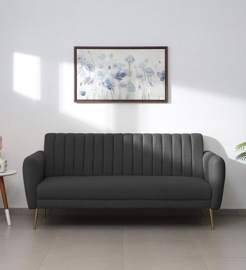 Buy Fidel Fabric 3 Seater Sofa In Slate Grey Colour by Casacraft from Pepperfry | Pepperfry