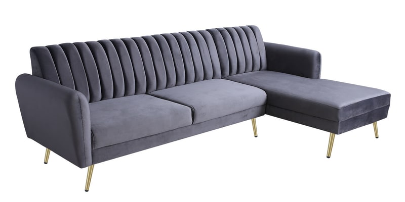 Buy Fidel Velvet Fabric LHS Sectional Sofa In Fossil Grey Colour By Casacraft Online ...