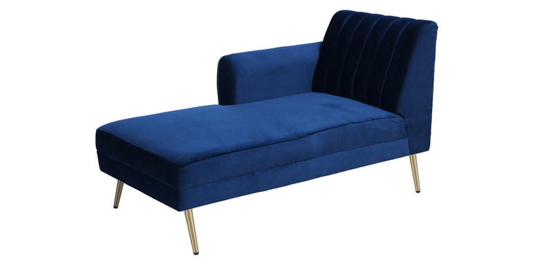 Buy Fidel Velvet Fabric RHS Sectional Sofa In Royal Blue Colour By ...