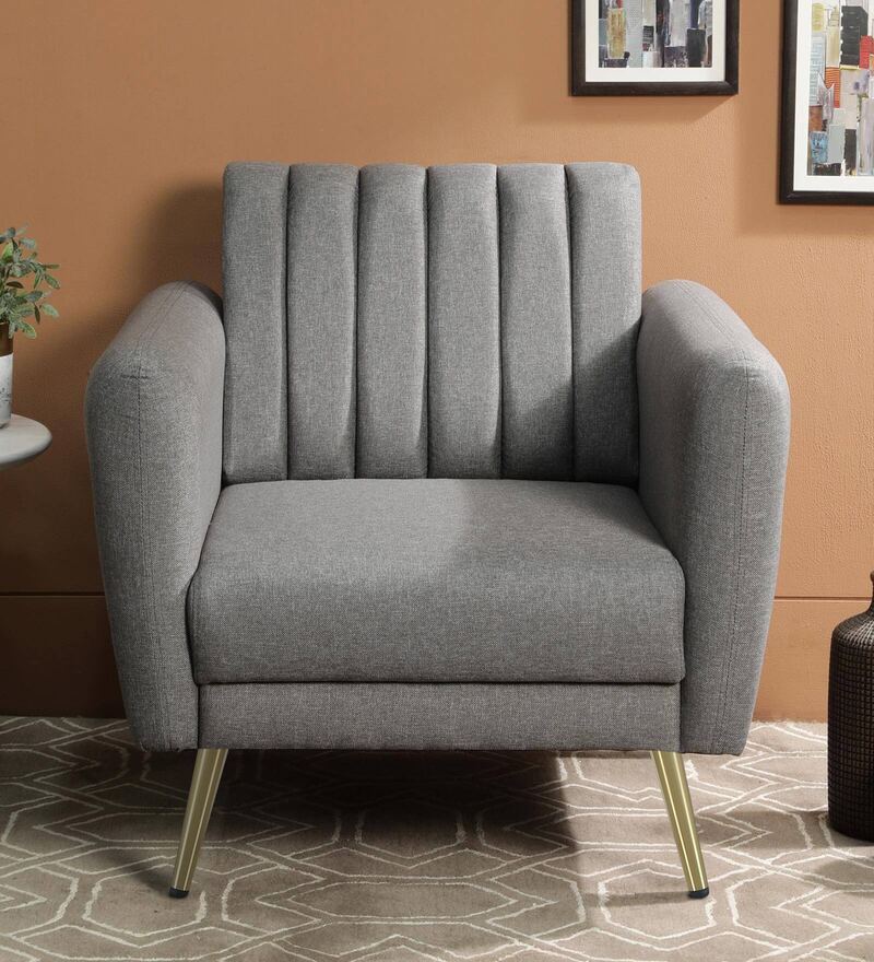Buy Fidel Fabric 1 Seater Sofa In Slate Grey Colour By Casacraft Online ...