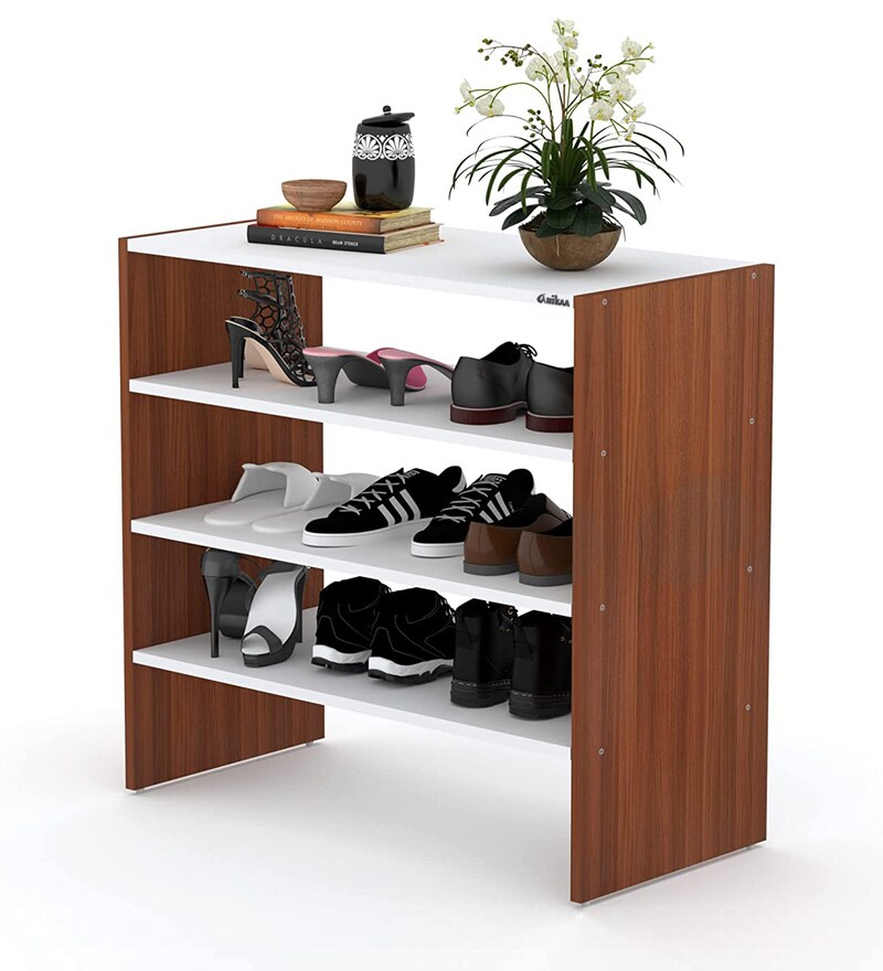 Buy Filaria Open Shoe Rack in Walnut & White Finish Online - Open Shoe ...