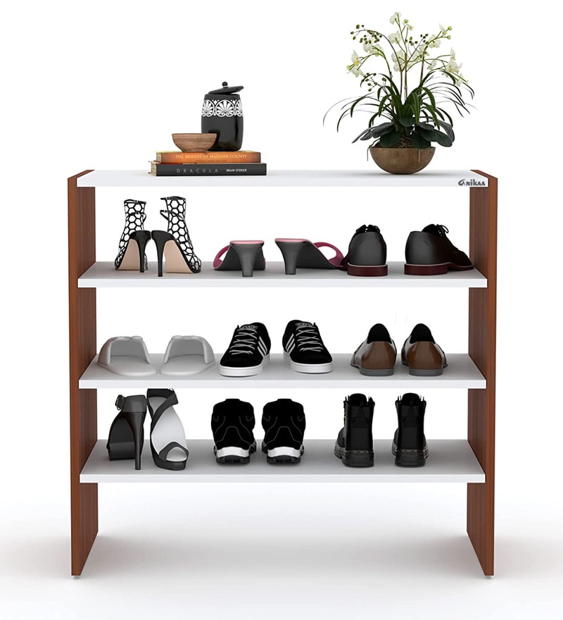 Buy Filaria Open Shoe Rack in Walnut & White Finish Online - Open Shoe ...