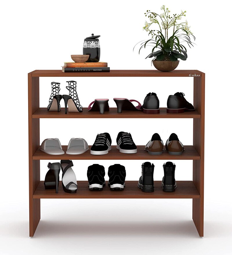 Buy Filaria Open Shoe Rack in Walnut Finish by Anikaa Online - Open ...