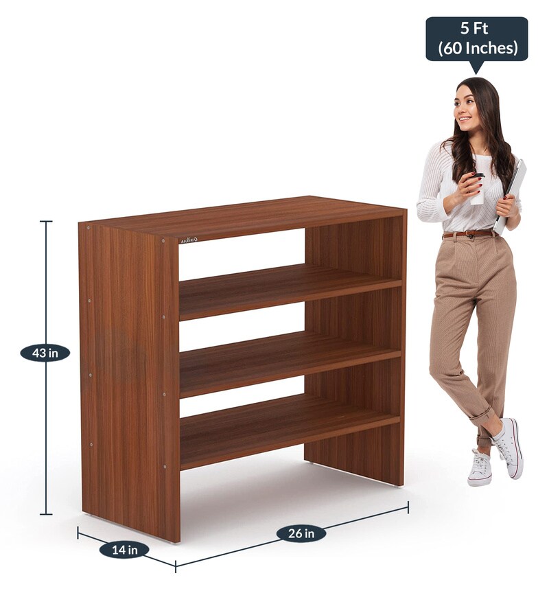 Buy Filaria Open Shoe Rack in Walnut Finish by Anikaa Online - Open ...