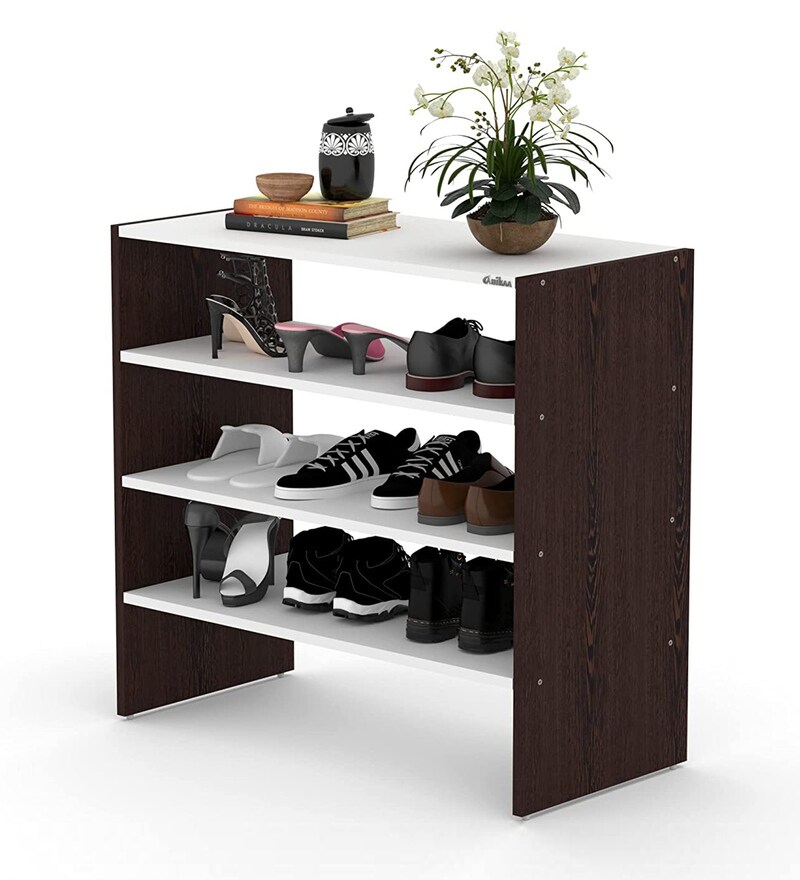 Buy Filaria Open Shoe Rack in Wenge & White Finish by Anikaa Online ...