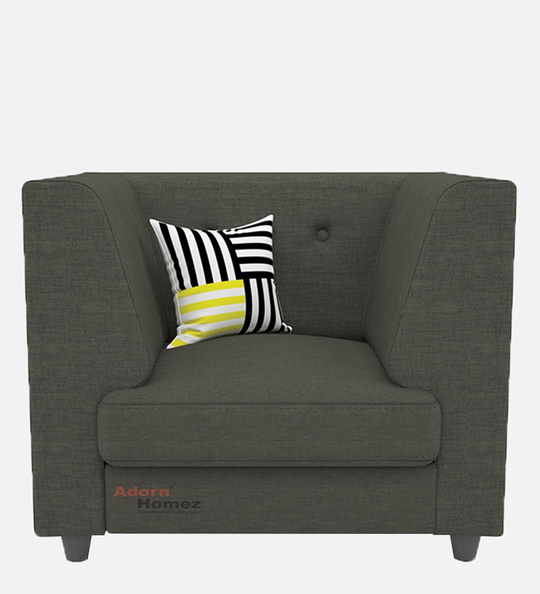 Buy Flamingo Fabric 1 Seater Sofa in Dark Grey Colour by Adorn Homez ...