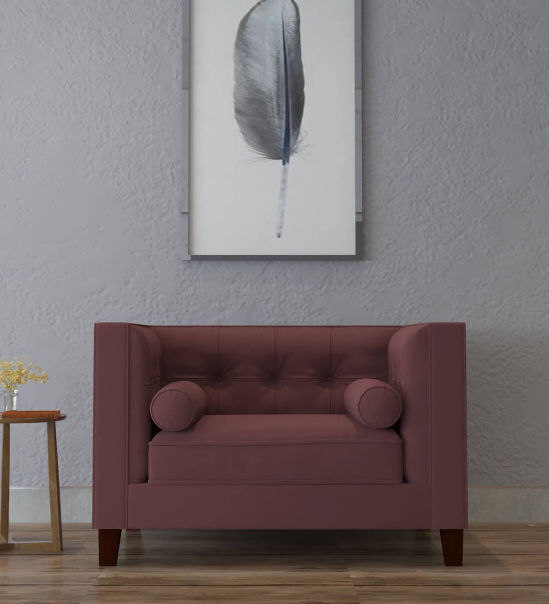 Buy Filton Velvet 1 Seater Sofa In Pink Colour at 40% OFF by Adorn ...