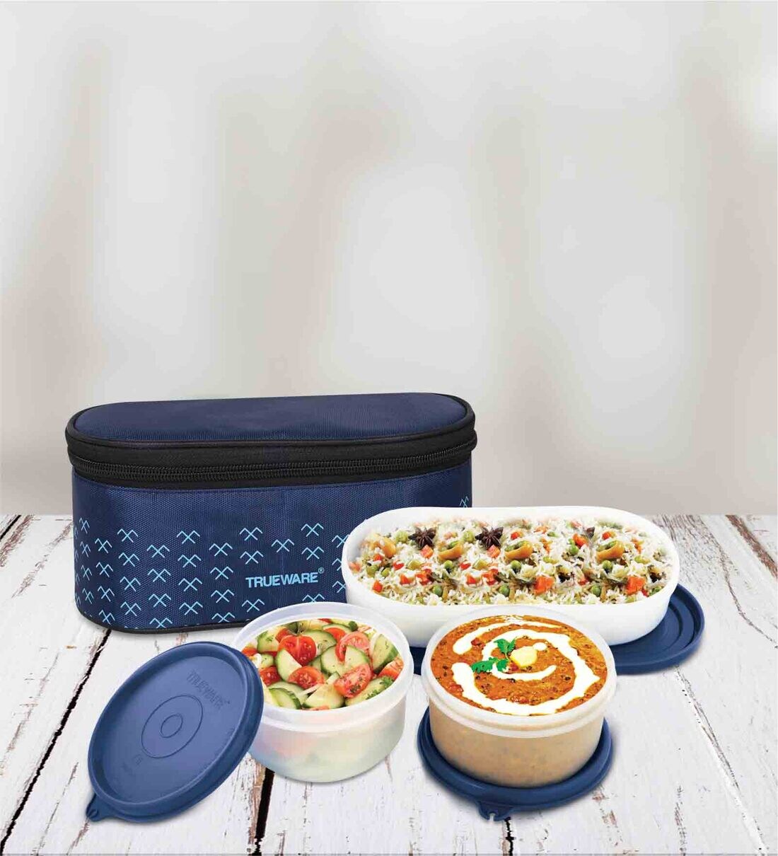 Buy Floraa Fine Blue Plastic 3Pcs Microwave safe Lunch Box at 16% OFF by Trueware | Pepperfry