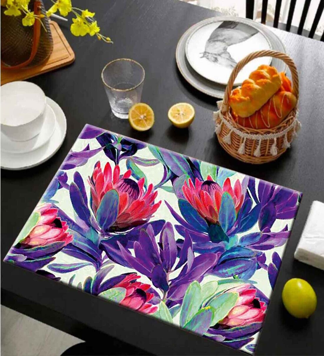 Buy Florals Multicolor (12 x 17.5) Satin (Set of 6) Placemats at 44% ...