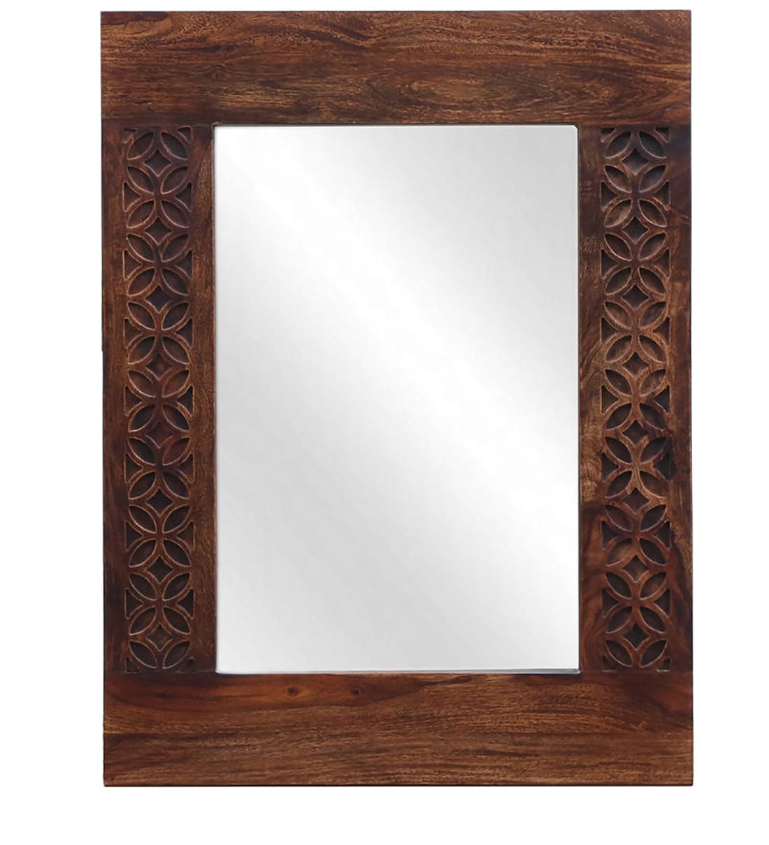 Buy Solid Wood Rectangle Wall Mirror in Brown colour by Woodenmood ...