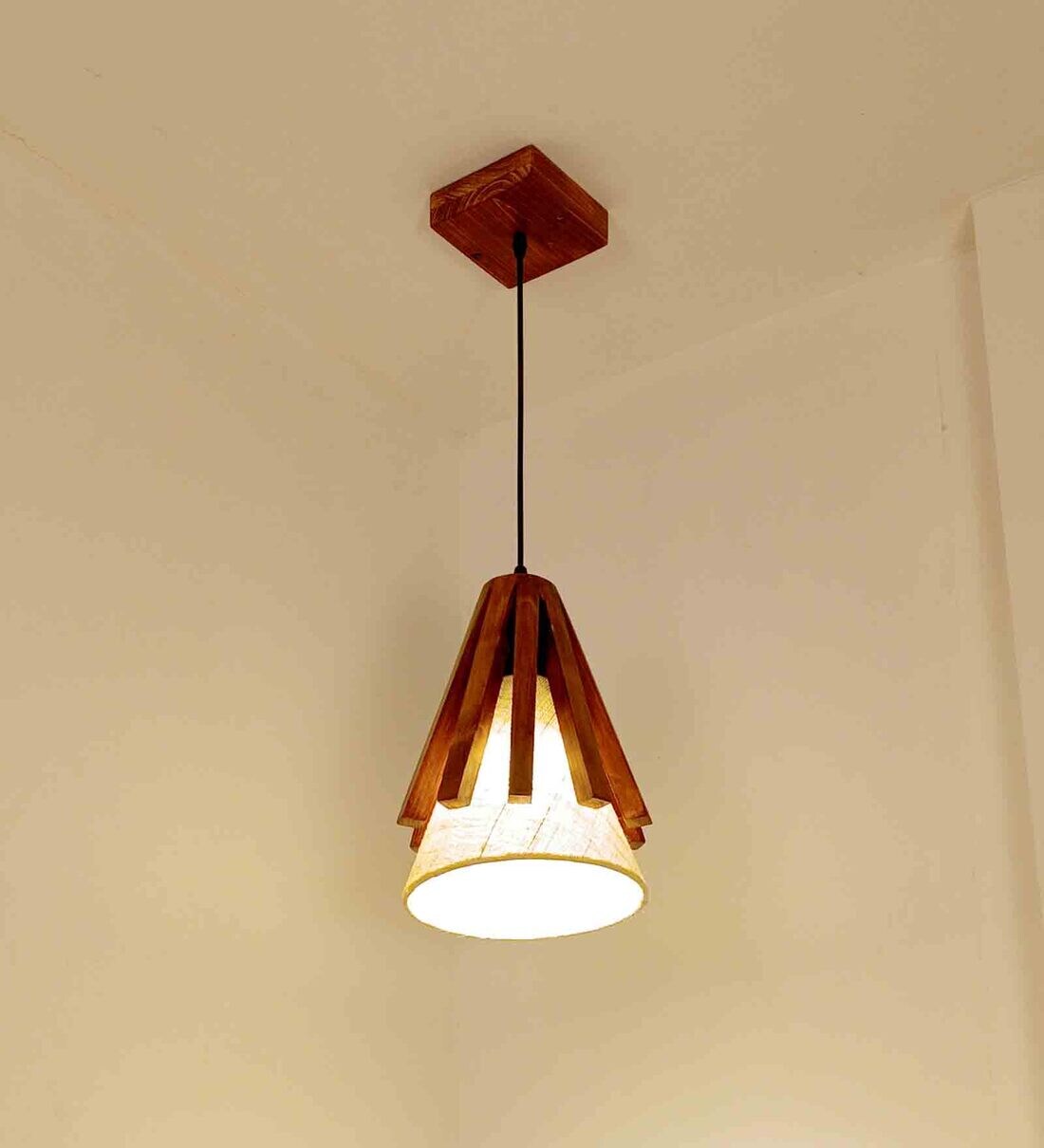 Buy Flue Brown Solid Wood Single Hanging Light at 51% OFF by Symplify ...