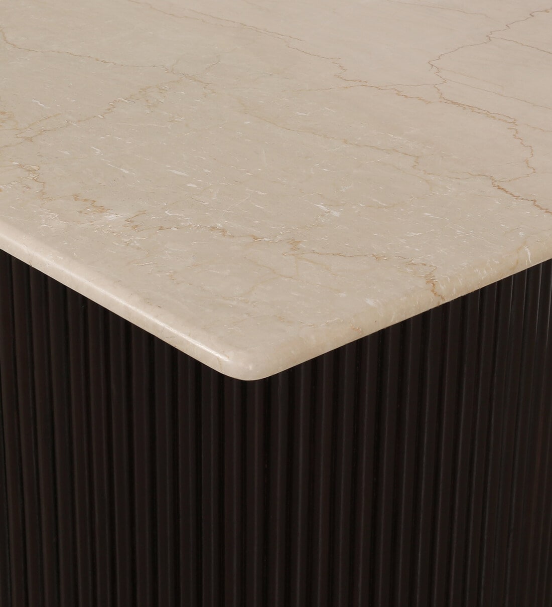 Buy Fluted 8 Seater Dining Table in Ply Wood Finish with Marble Top ...