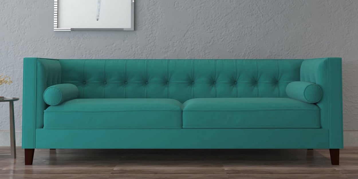 Buy Filton Velvet 3 Seater Sofa In Turqoise Colour at 28% OFF by Adorn ...