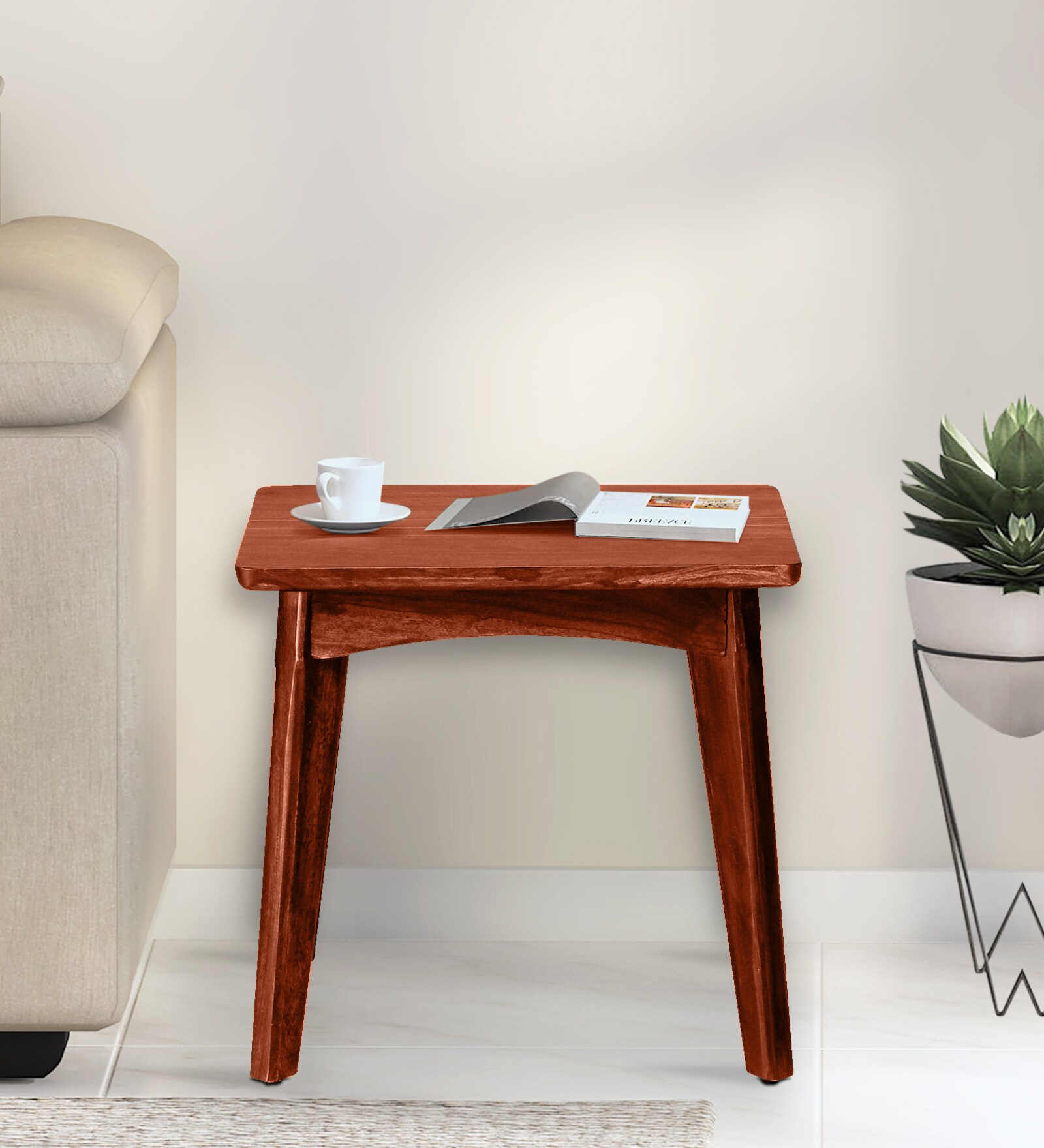 Buy Flair Sheesham Wood Brass Inlay End Table In Honey Oak Finish at 22 ...