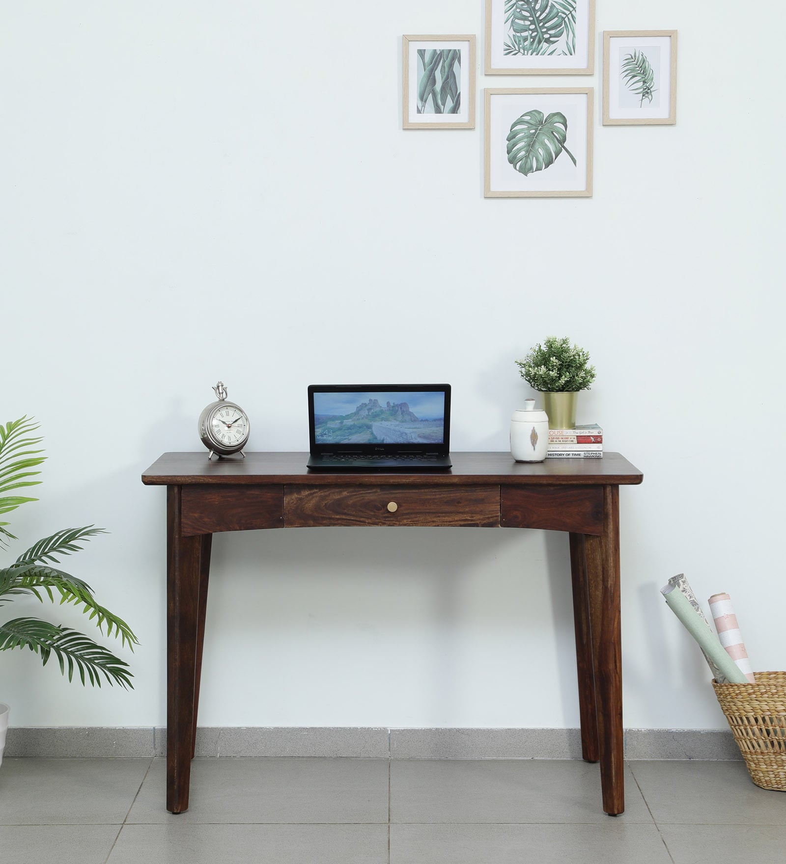 Buy Flair Sheesham Wood Writing Table Inlay In Provincial Teak Finish ...