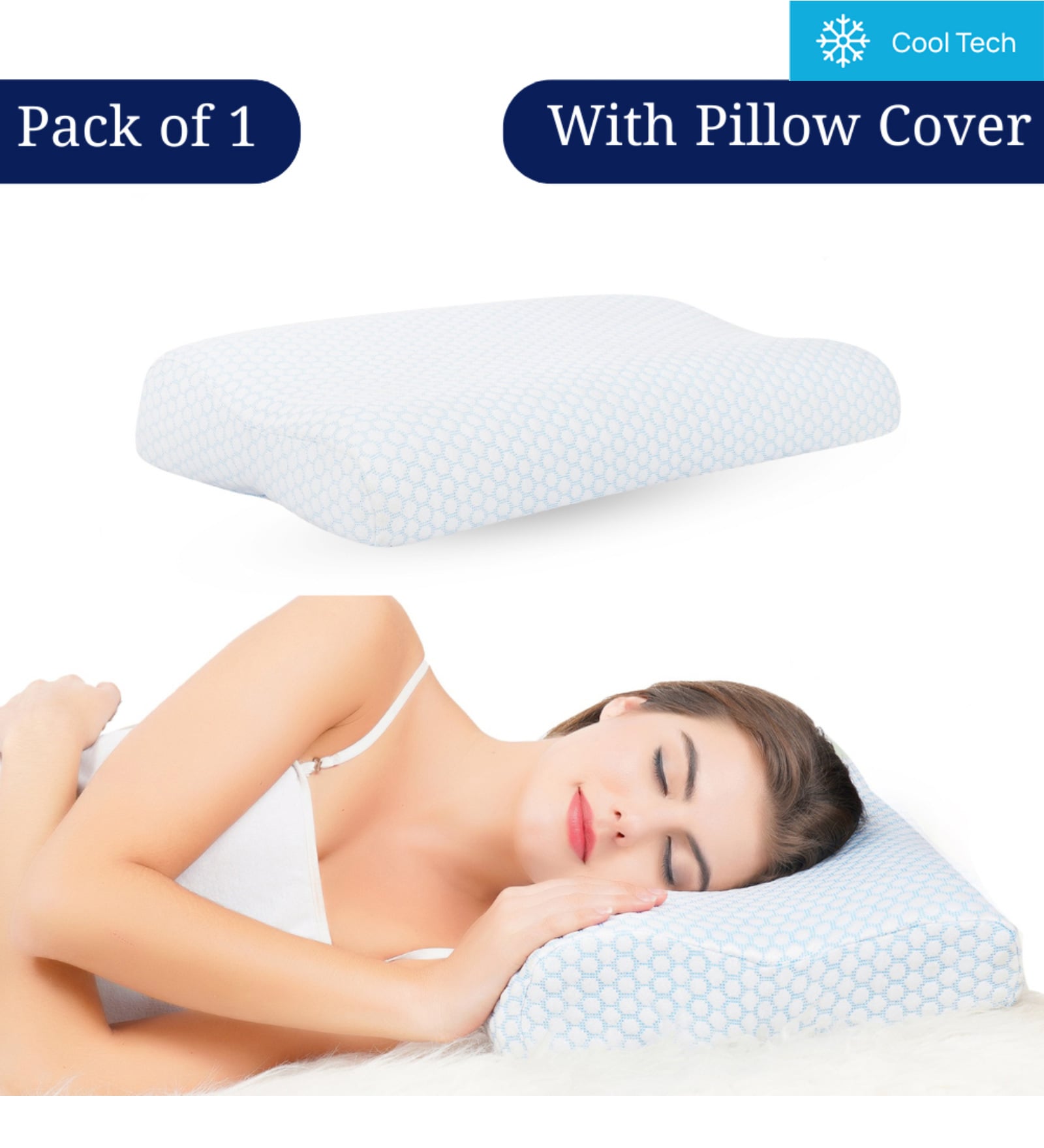 Buy Flakes Cooling Gel Memory Foam 24 x 16 Inch Pillow at 67% OFF by Dormyo | Pepperfry