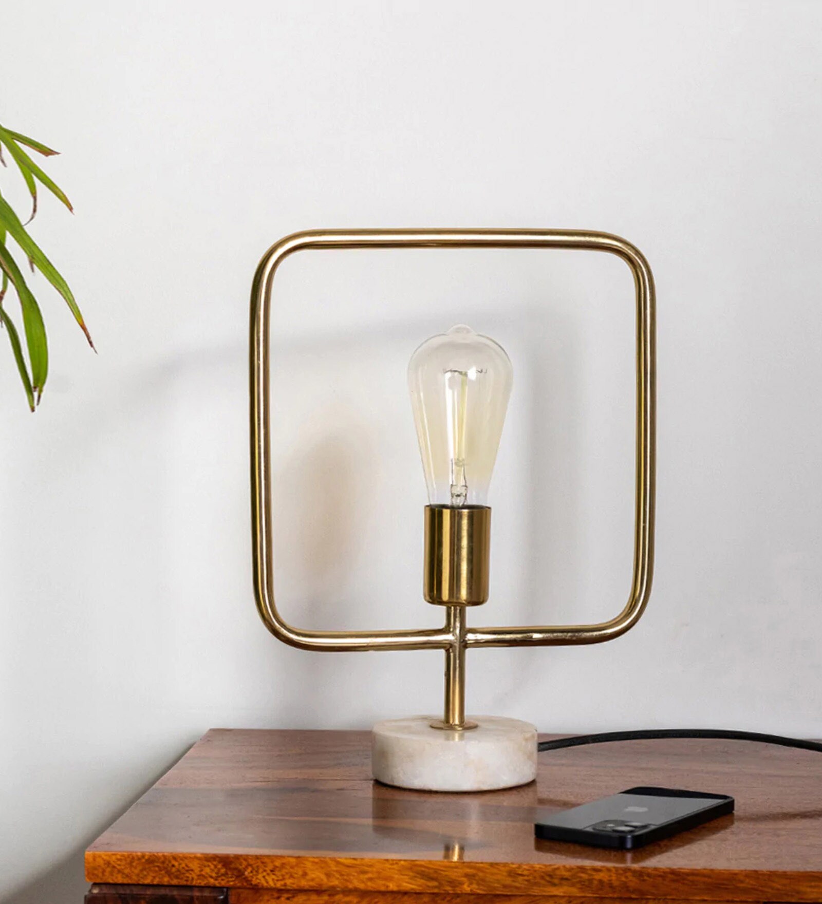 Buy Flattened Cube Filament Shade Table Lamp With Bulb Base by ...
